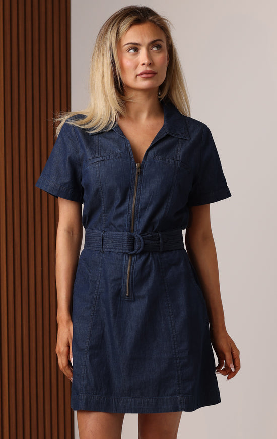 AMBER DARK DENIM MINI DRESS – Shore